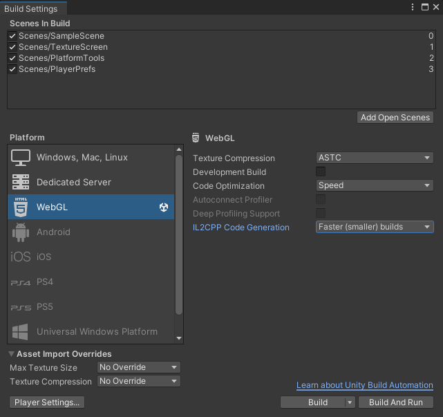 此外打开Player Setting：