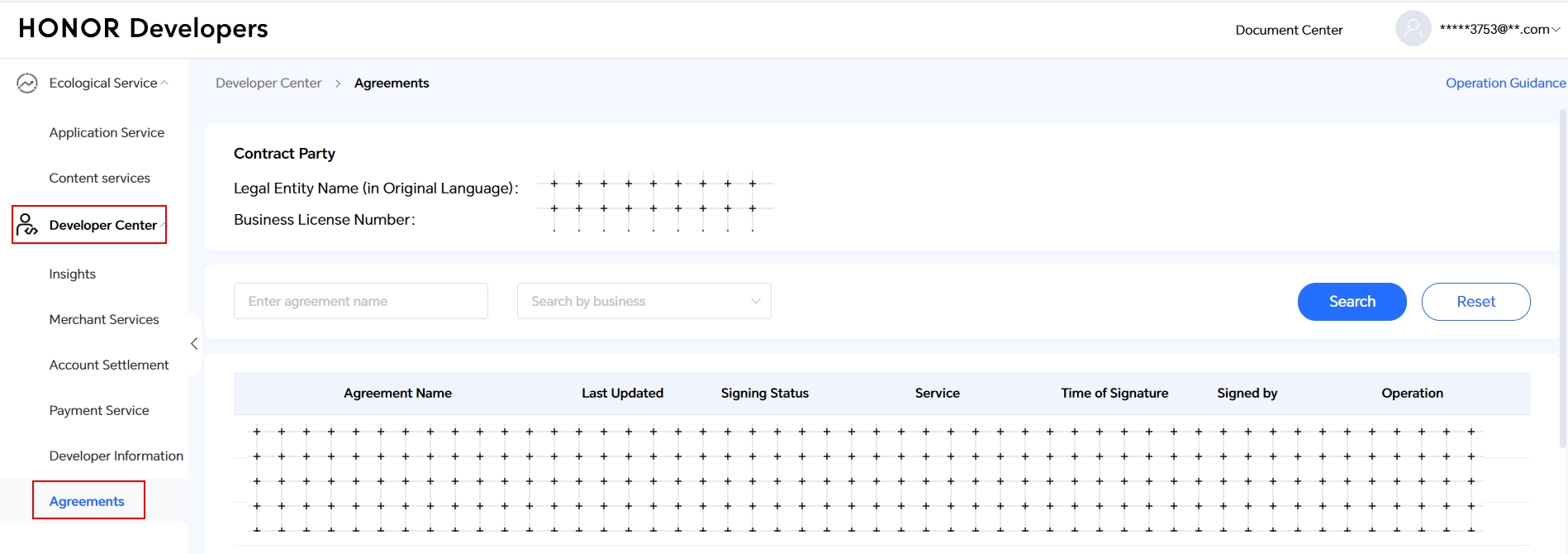 After logging in the developer account, you may go to Console > Developer Center > Agreements ...